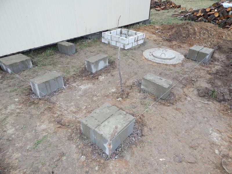 Concreting Foundation Blocks, Cinder, Concrete Stock Image - Image of ...