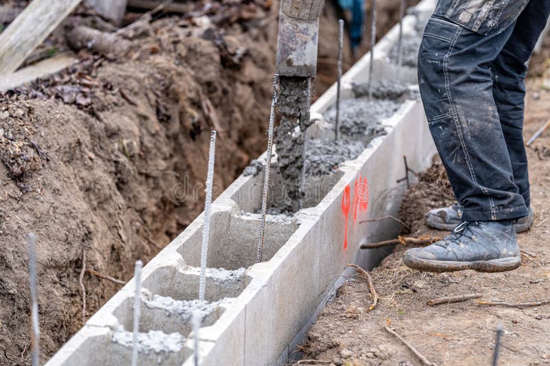 Concreting the Foundation of the House from the Lost Formwork ...
