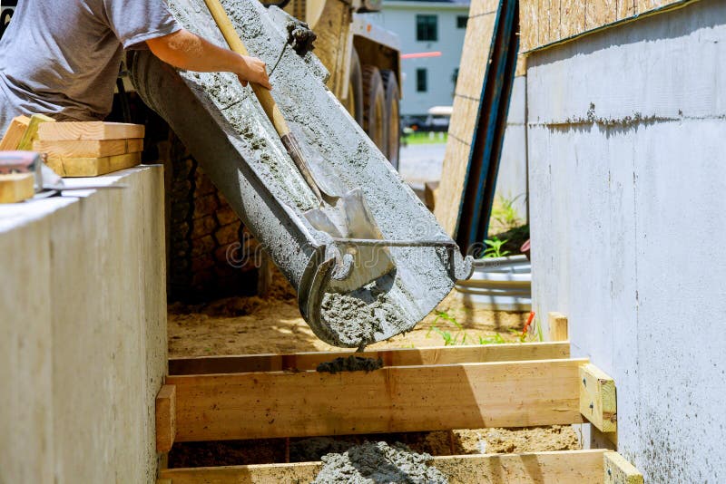 Concreting Steps with Formwork in Pouring Staircase Cement Stock Image ...