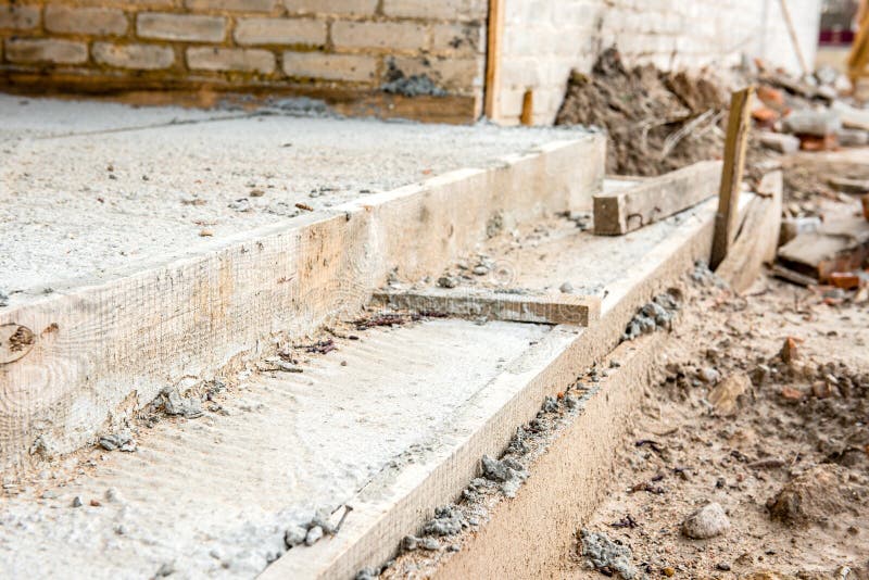 Concreting Steps with Formwork. Stock Image - Image of construction ...