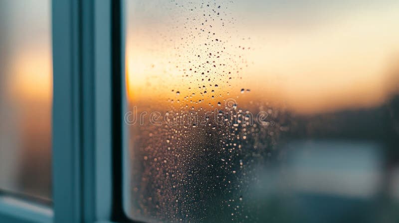Condensation Droplets on a Window Frame Create a Cozy Atmosphere on a ...