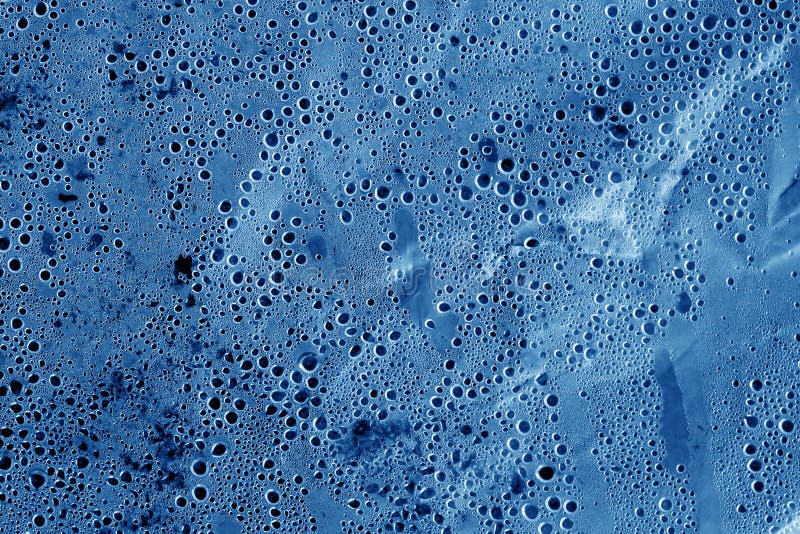 Condensation Drops on Plastic Transparent Material in Navy Blue Stock ...