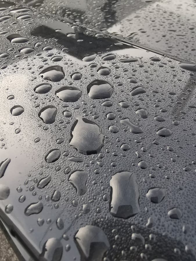 Condensation Formation on the Black Car Surface Body. Stock Photo ...