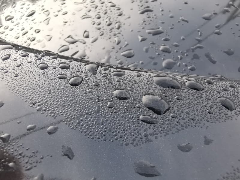 Condensation Formation on the Black Car Surface Body. Stock Image ...