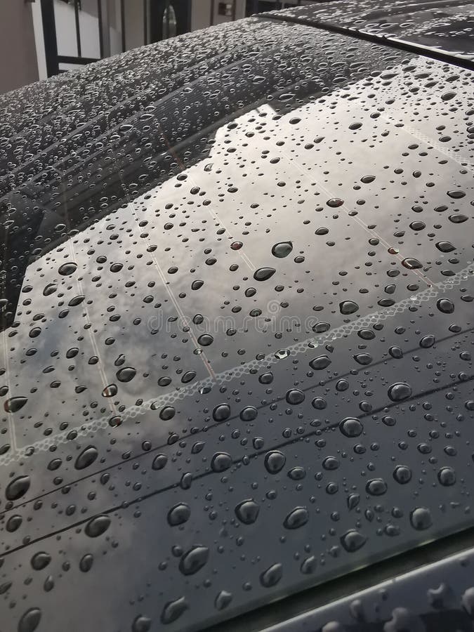 Condensation Formation on the Black Car Surface Body. Stock Photo ...