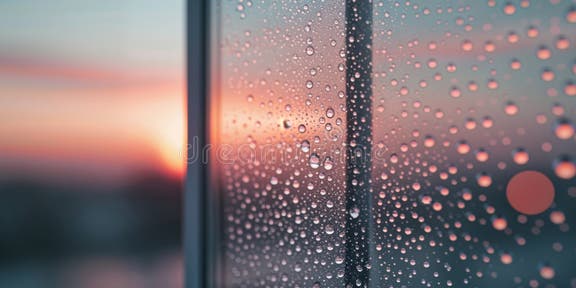 Condensation Forming on Window during Sunset Creating Stunning Visual ...