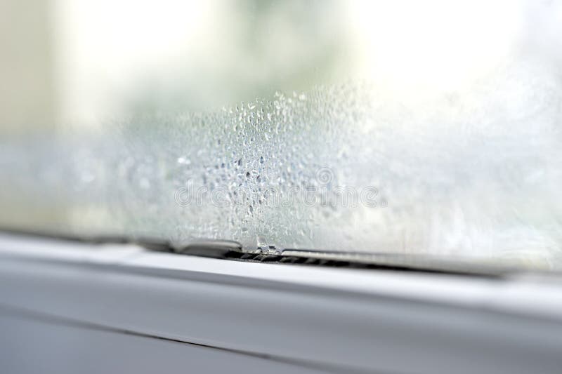 Condensation on Glass Closeup Pvc Windows Double Glazing Stock Photo ...