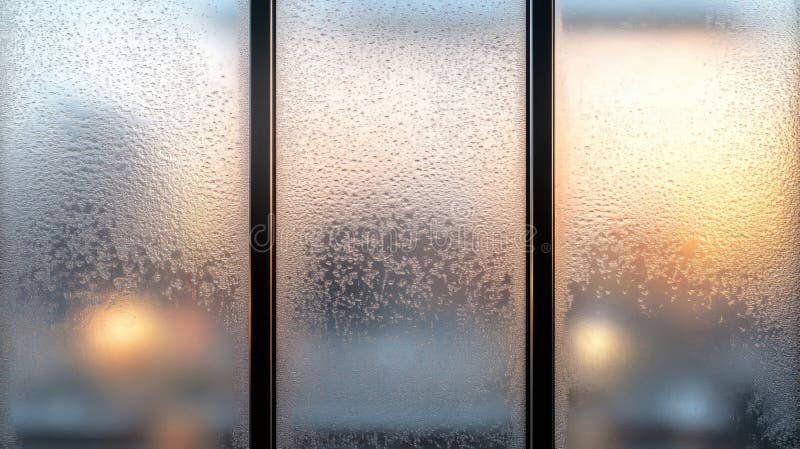 Condensation on Glass Window Panels Sunset View Stock Illustration ...