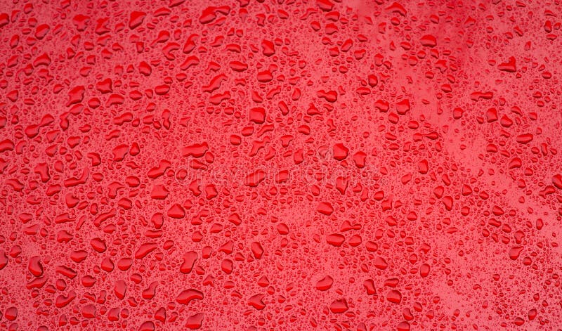 Condensation after Rain Red Surface with Water Drops Background Concept ...