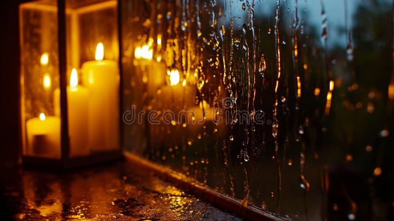 Condensation Water Drops on the Window, Wet Glass. Generative Ai Stock ...