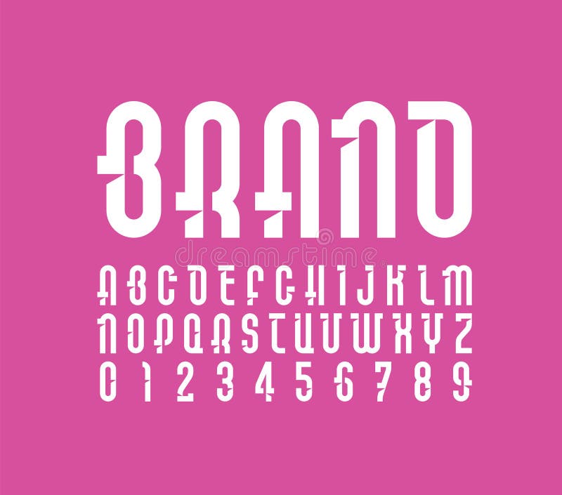 Condensed Font, Trendy White Rounded Cutting Alphabet, Vector Letters ...