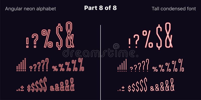 Condensed Red Neon Font, Angular. Vector Set Stock Vector ...