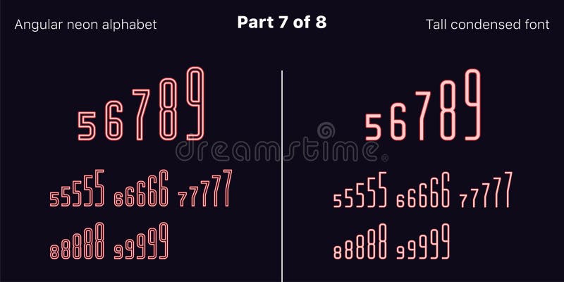 Condensed Red Neon Font, Angular. Vector Set Stock Vector ...