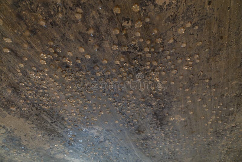 Condensed Water Drops on the Basement Ceiling - Close-up with Selective ...