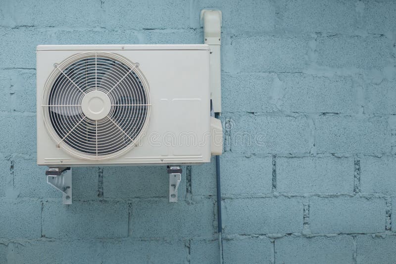 Condenser Air Conditioner with Vintage Brick Background Stock Image ...