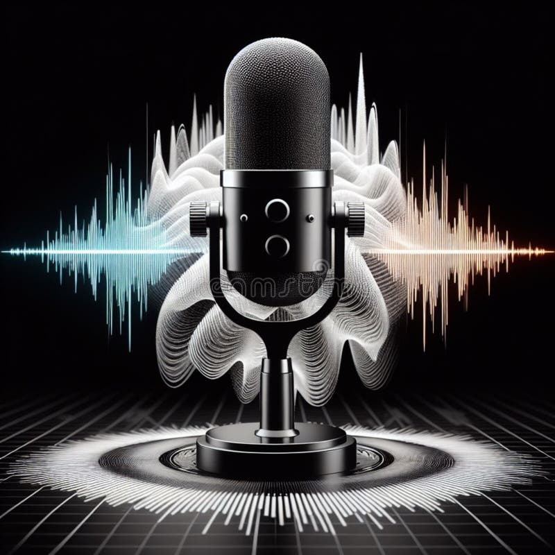 Condenser Microphone with a Cool Soundwave Graph As Background Stock ...