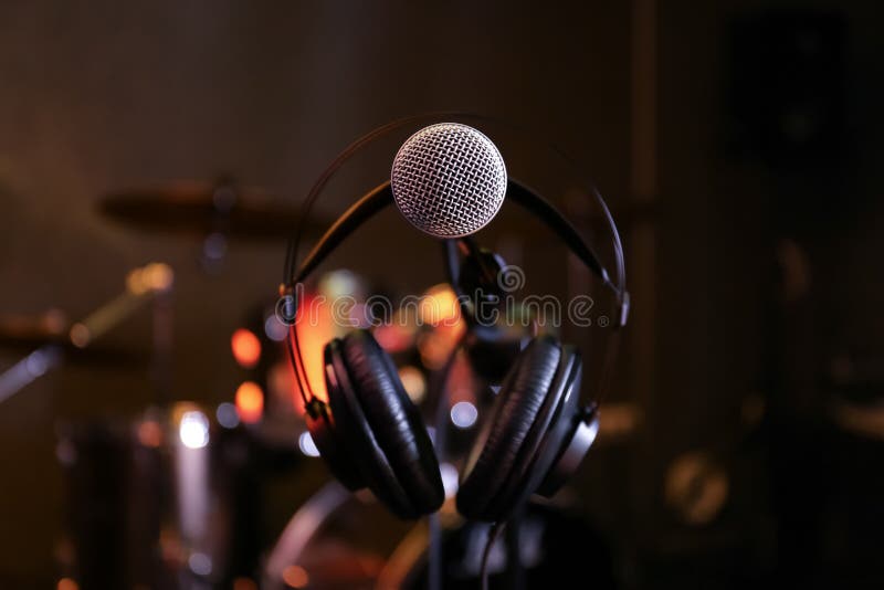 Condenser Microphone In Modern Recording Studio Stock Photo - Image of ...