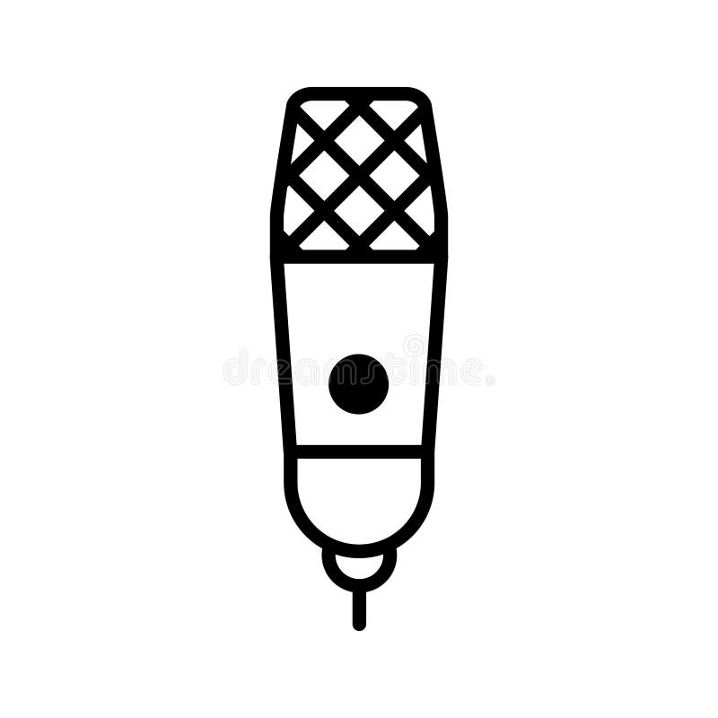 Condenser Microphone Line Icon Isolated on White Background. Black Flat ...