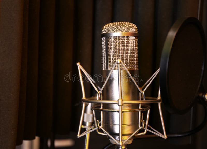 Condenser Microphone in Modern Recording Studio. Stock Photo - Image of ...