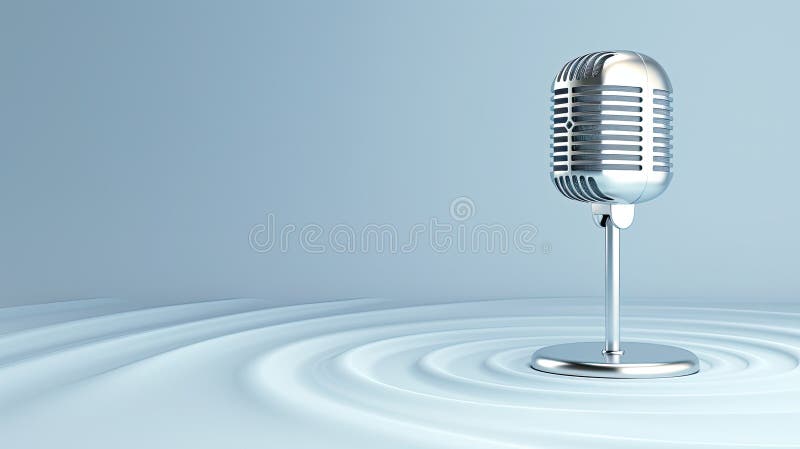 A Condenser Microphone with a Shock Mount is Positioned on a Blue ...