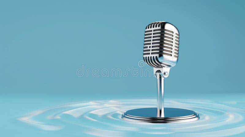 A Condenser Microphone with a Shock Mount is Positioned on a Blue ...