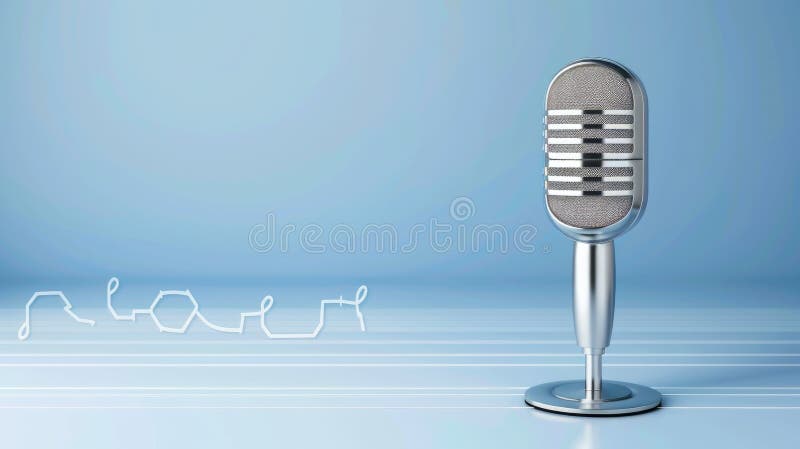 A Condenser Microphone with a Shock Mount is Positioned on a Blue ...