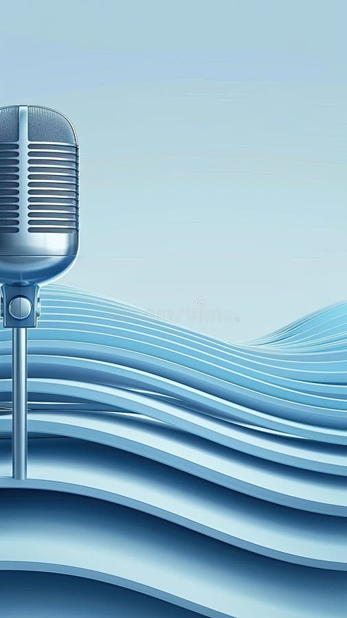A Condenser Microphone with a Shock Mount is Positioned on a Blue ...