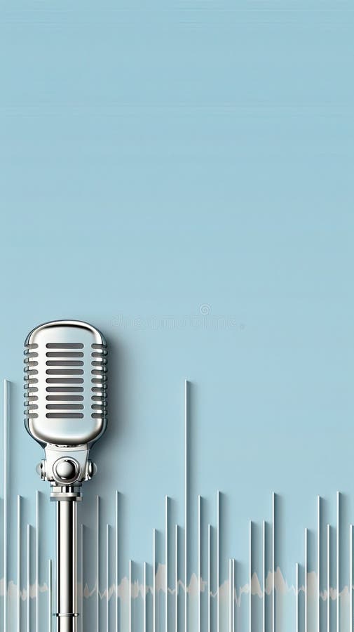 A Condenser Microphone with a Shock Mount is Positioned on a Blue ...