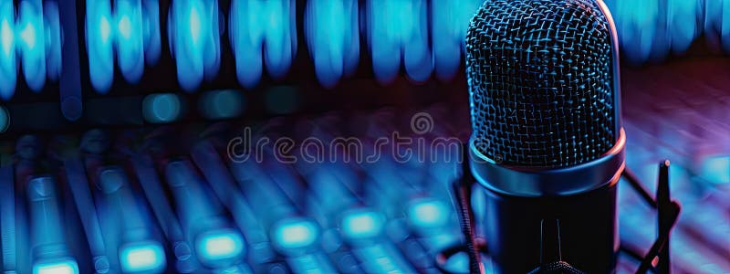 A Condenser Studio Microphone with a Shock Mount in a Music Studio ...