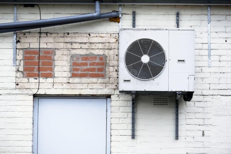 Condenser Unit for Air Conditioning System Wall Mounted Outdoors Stock ...