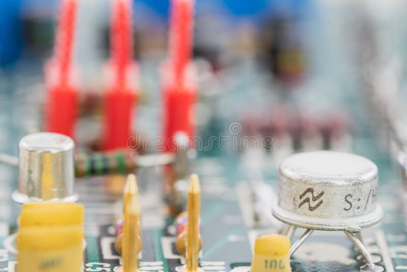 Condensers and Resistor Assembly on the Circuit Board Stock Photo ...