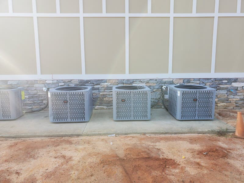 Condensing Units Outside a Commercial Building Stock Image - Image of ...