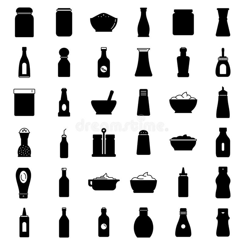 Condiment Sauce Icons Set, Simple Style Silhouette Stock Illustration - Illustration of clothes ...