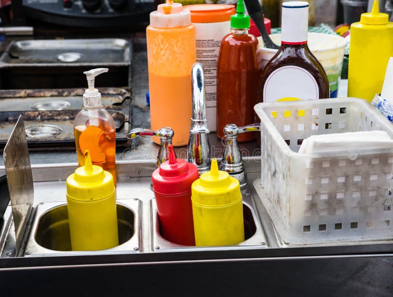 Condiments Used for Barbecue Stock Photo - Image of toppings, mustard ...