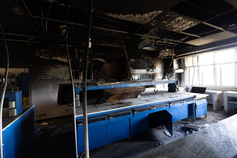 Condition after Scientific Laboratory Fire. Stock Image - Image of ...