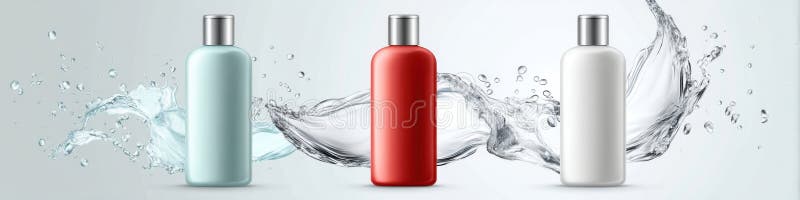 Conditioner Mockup with Vibrant Bottles and Splash Effects for Creative ...