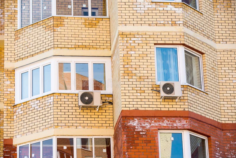 Conditioner Units on the Wall Stock Image - Image of conditioning ...
