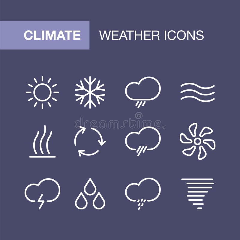 Conditioning Icons Set for Simple Flat Style Weather Ui Design Stock ...