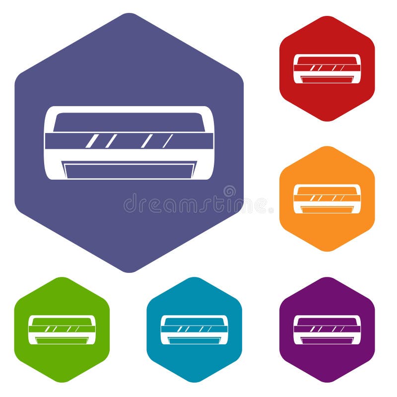 Conditioning Split System Icons Set Hexagon Stock Vector - Illustration ...
