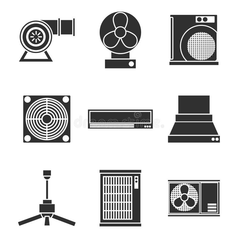 Conditioning System Icons Set Stock Vector - Illustration of climate ...
