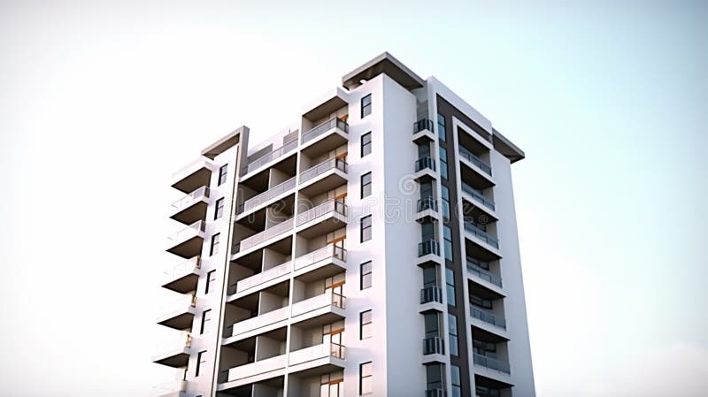 Condo Building Isolated on a White Background. Generative Ai Stock Illustration - Illustration ...