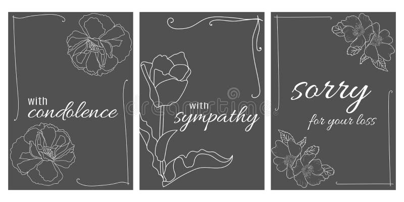 Condolence Card Set, Lettering on a Restrained Postcard Stock Vector ...