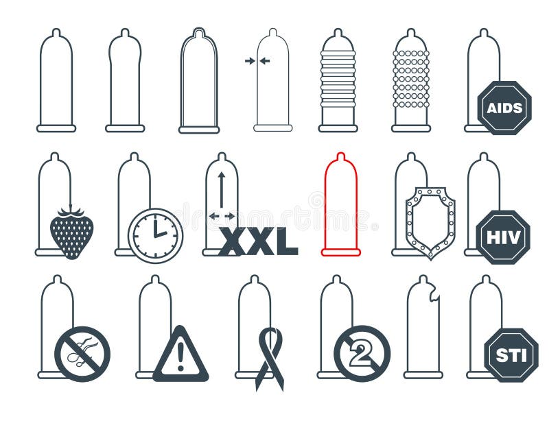 Condom Icons Set Stock Vector Illustration Of Safe Large 80224347