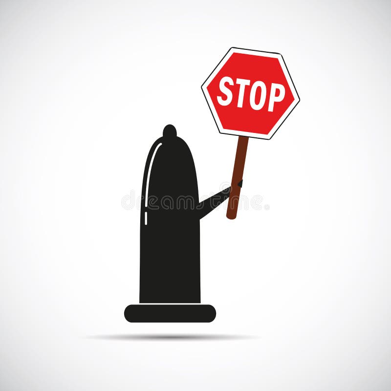 Condom Red Warning Sing Stop Stock Vector Illustration Of