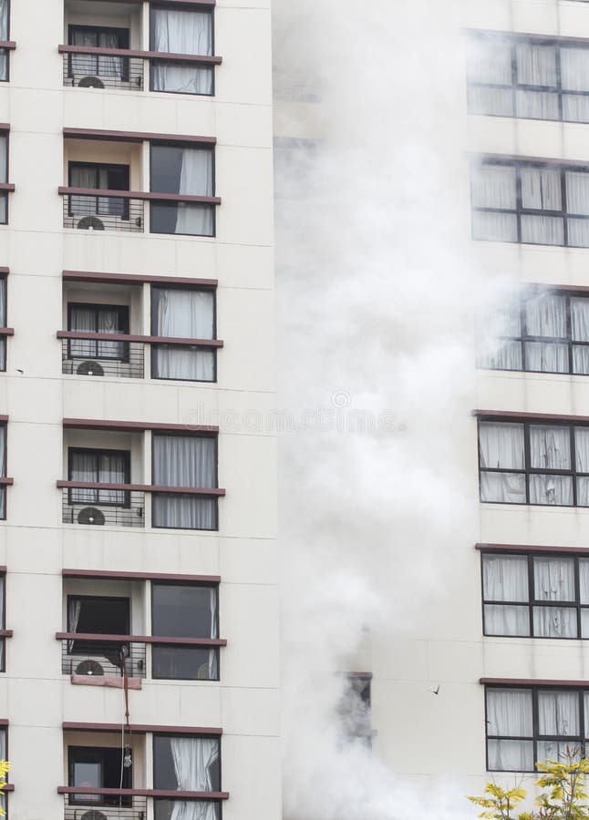 Condominium or Apartment Burning. Stock Image - Image of damage, burn ...