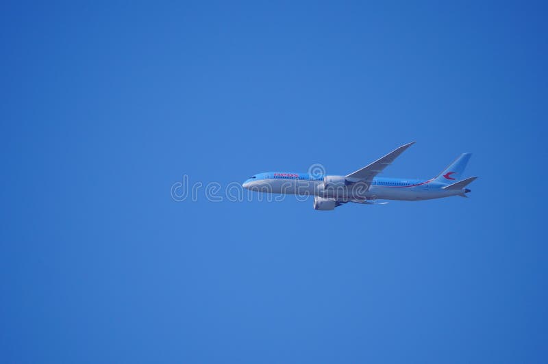 Neos Aircraft in Flight in Deep Blue Sky Editorial Photo - Image of ...
