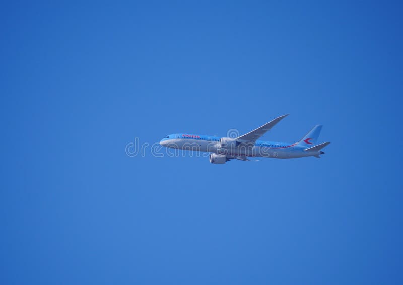 Neos Aircraft in Flight in Deep Blue Sky Editorial Photography - Image ...