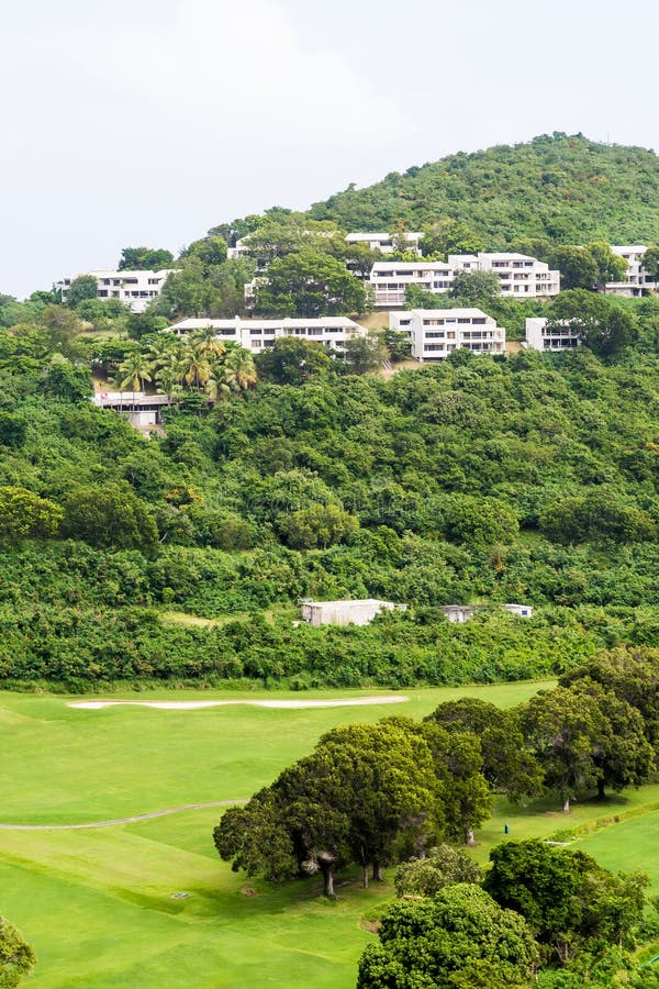 Condos Over Tropical Golf Course Stock Image - Image of ocean, village ...