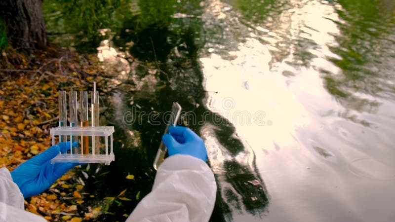 Conduct a Water Study on a River. Selective Focus Stock Footage - Video ...
