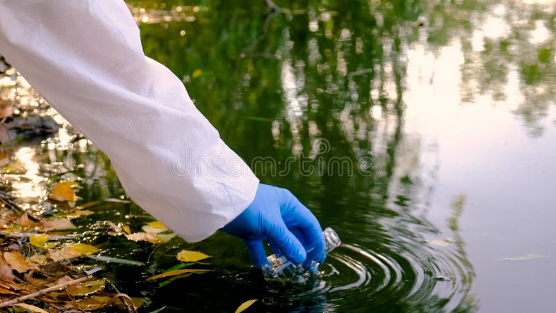 Conduct a Water Study on a River. Selective Focus Stock Footage - Video ...